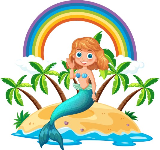A mermaid with rainbow Royalty Free Vector Image