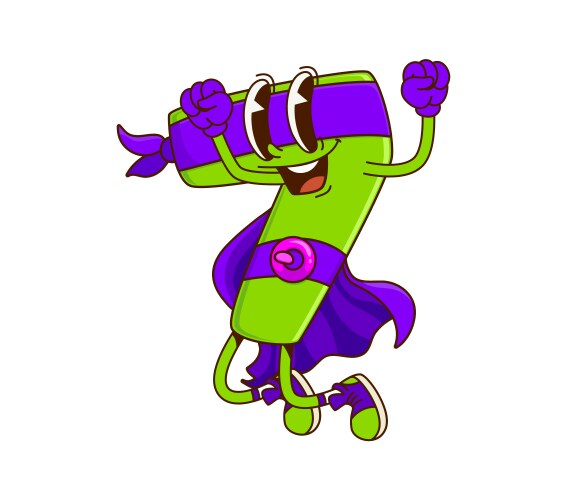 Math number one groovy cartoon retro character Vector Image