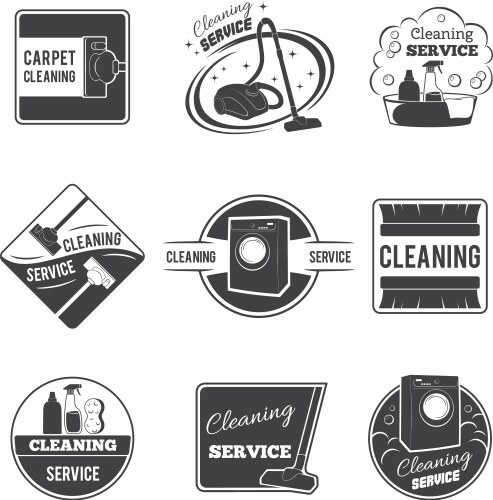 Set of retro carpet cleaning labels and emblems Vector Image