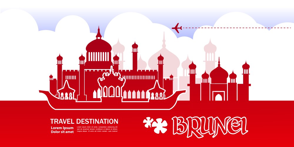 Brunei architecture landmarks skyline shape Vector Image