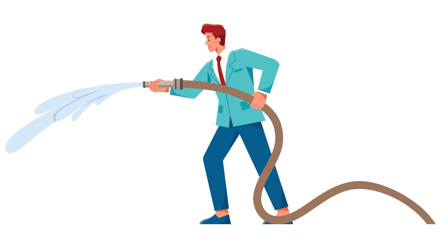 Catoon Men With Fire Hose A Young Man Hanging By A Fire Hose From The