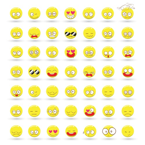 Emoji emoticons symbols icons set Royalty Free Vector Image