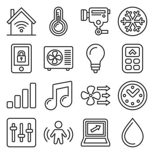 Smart home system icons set flat design style Vector Image