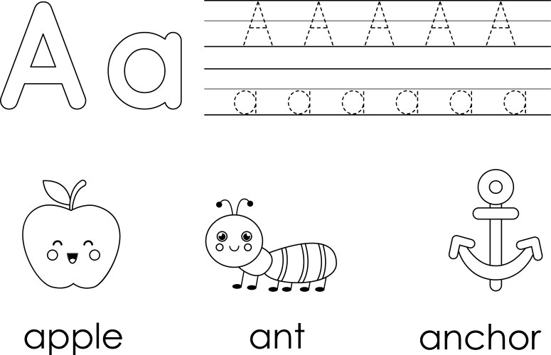 Tracing alphabet letters for kids learning letter Vector Image
