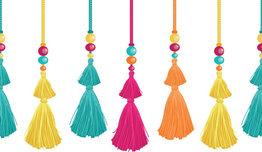 Three pink tassels on white Royalty Free Vector Image