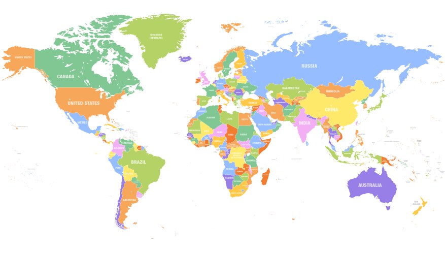 Political map of the world Royalty Free Vector Image