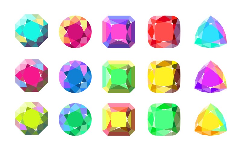 Set of colored gems Royalty Free Vector Image - VectorStock