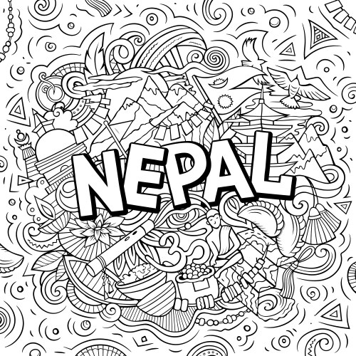 Nepal hand drawn cartoon doodles Royalty Free Vector Image