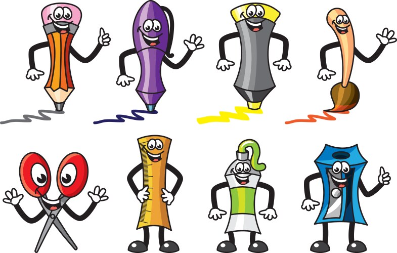 Funny cartoon human organs icons set Royalty Free Vector