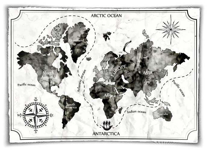 Asia map on vintage handwriting blackboard Vector Image