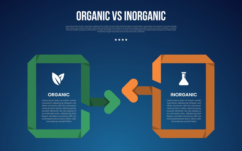 Organic vs inogranic infographic for comparison Vector Image