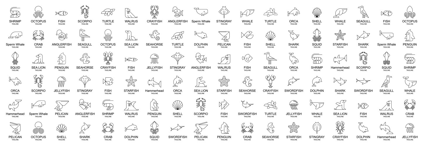 Animals logos collection Royalty Free Vector Image