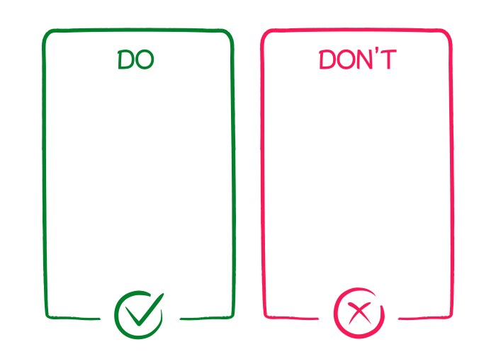 Do and dont infographic frame template Royalty Free Vector