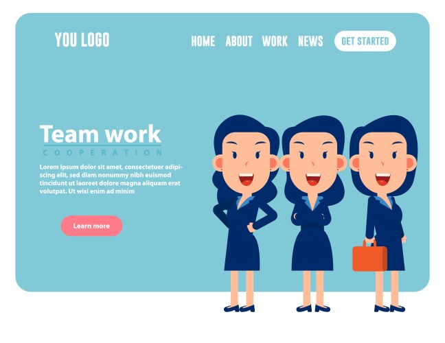Teamwork promo poster with office workers in group