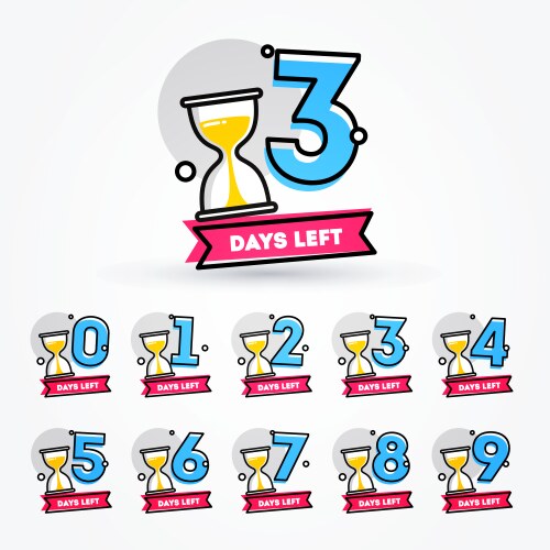 Colorful 3 days left sticker with flat geometric Vector Image