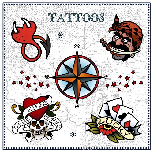 Set of tattoos Royalty Free Vector Image - VectorStock