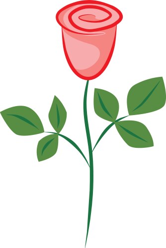 Red flower with green leaves and roots on white Vector Image