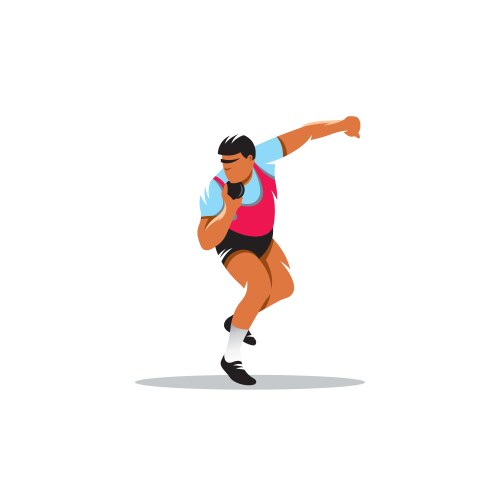 Cute man athlete doing shot put Royalty Free Vector Image