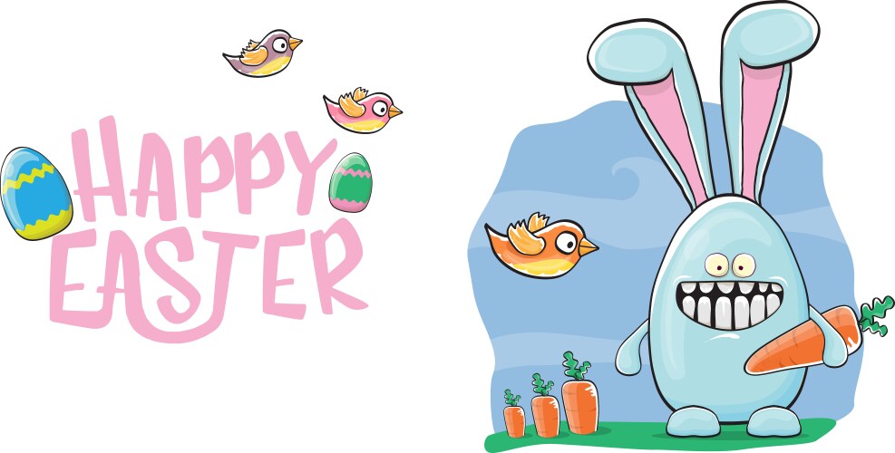 Happy easter greeting card with funny cartoon Vector Image