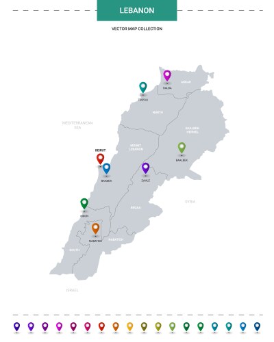 Lebanon map with administrative divisions Vector Image