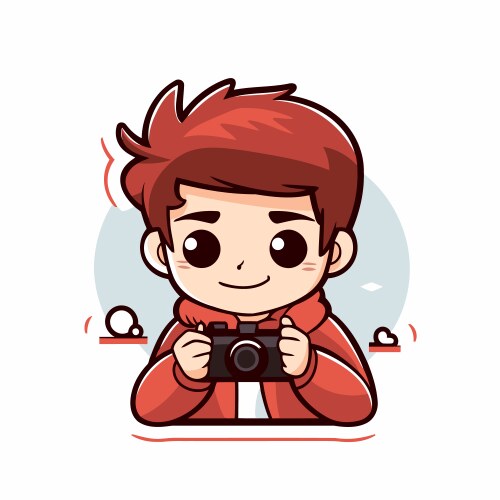 A cute little boy holding camera Royalty Free Vector Image