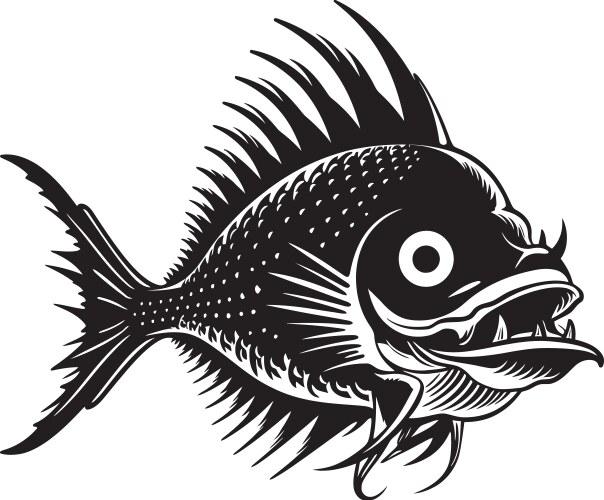 Venomous voyage evil angler fish symbol monstrous Vector Image