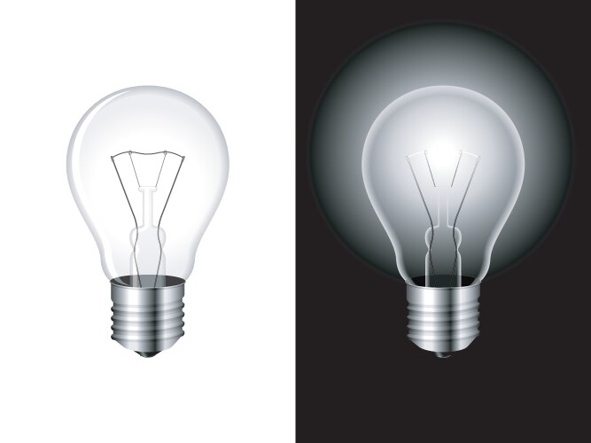 Glowing and turned off light bulb Royalty Free Vector Image