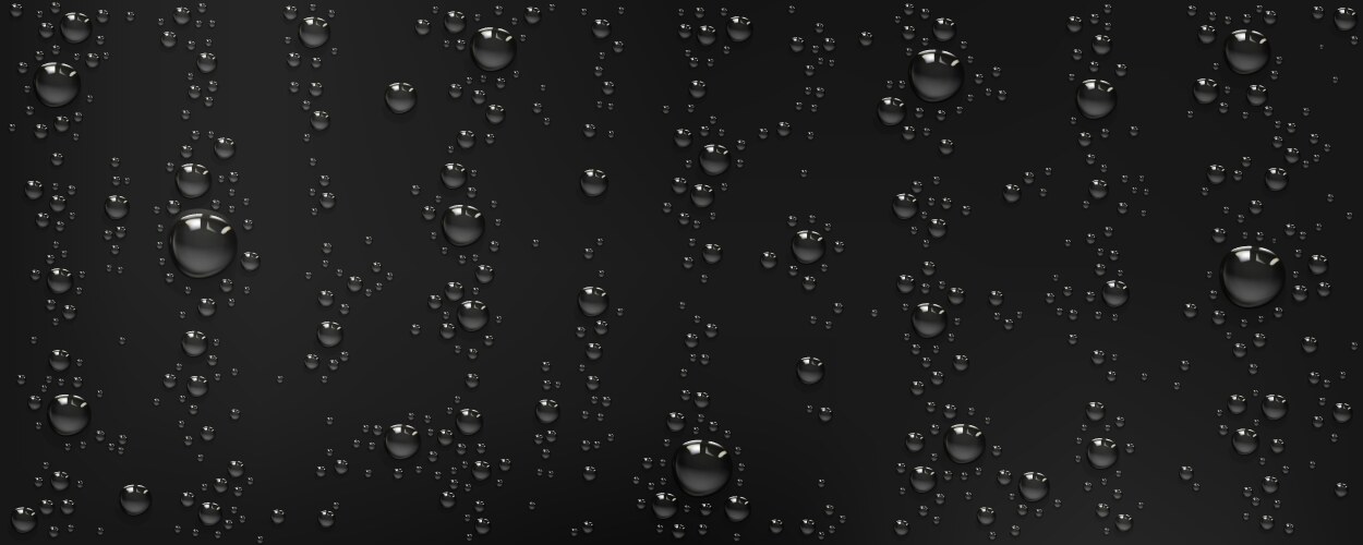 Realistic water drops and streams on black Vector Image