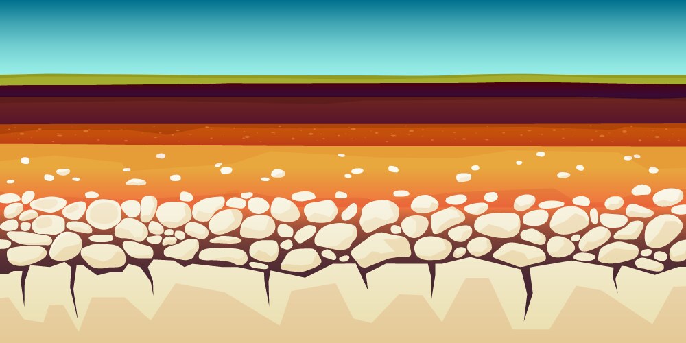Soil layers profile in cartoon style Royalty Free Vector