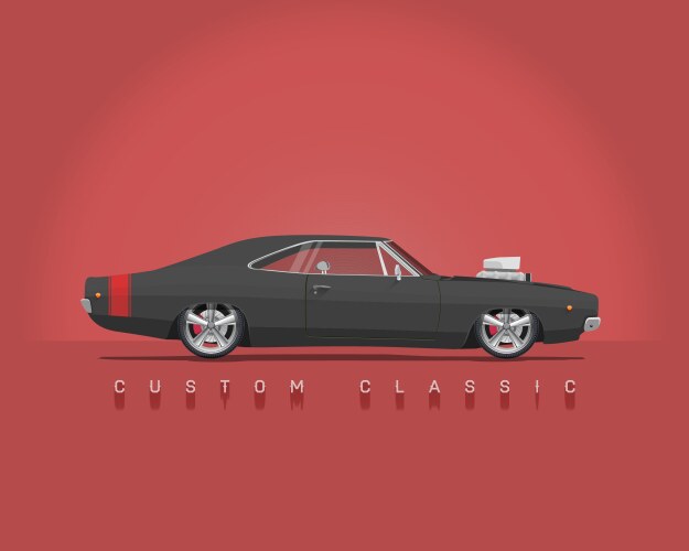 Classic american vintage pink car Royalty Free Vector Image