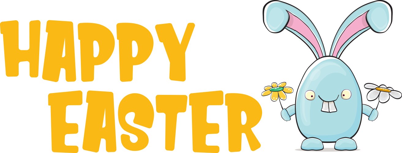 Happy easter greeting card with funny cartoon Vector Image