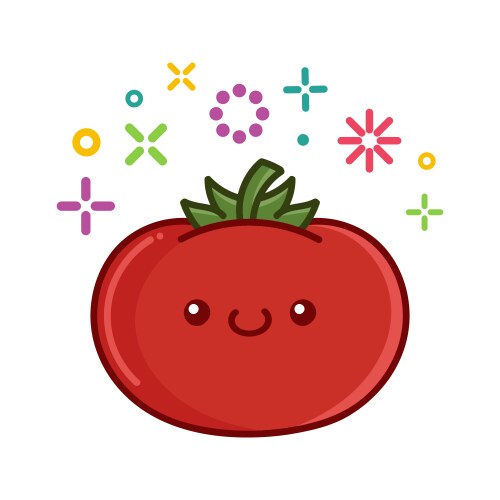 Cartoon cute tomato with eyes and smiling Vector Image