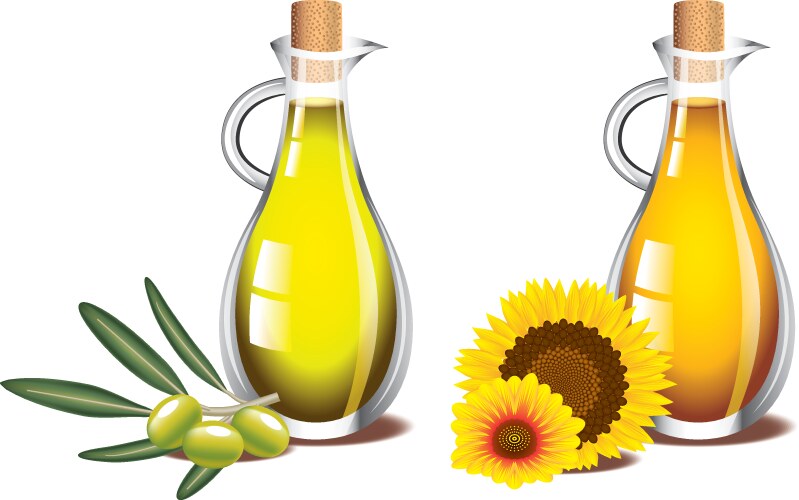 Realistic vegetable oils set Royalty Free Vector Image