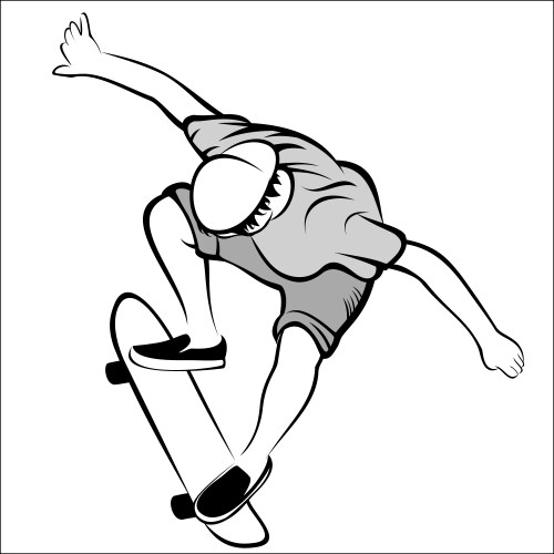 Cartoon skateboarder skater man or boy doing Vector Image