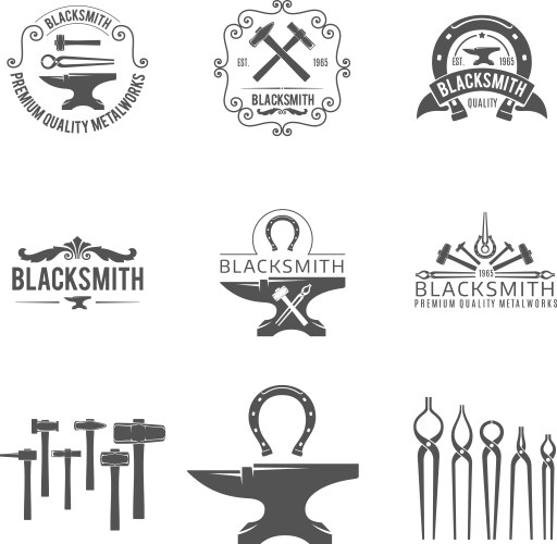 Vintage blacksmith labels and design elements Vector Image