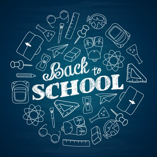 Back to school doodles in chalkboard background Vector Image