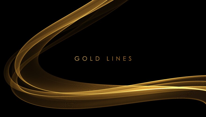 Gold lines background with glow effect Royalty Free Vector