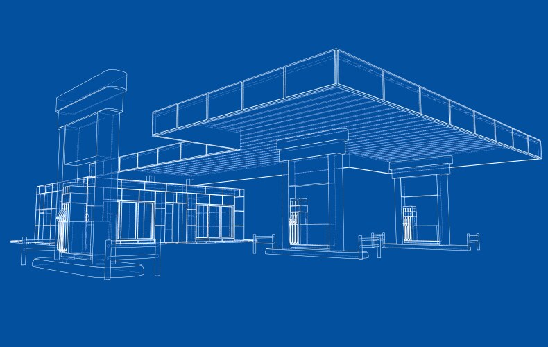 Gas station blueprints Royalty Free Vector Image