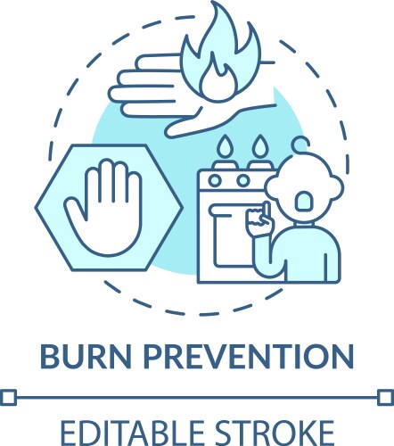 Burn prevention concept icon Royalty Free Vector Image
