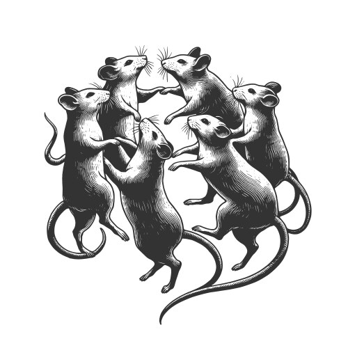 Mice dancing in a circle Royalty Free Vector Image