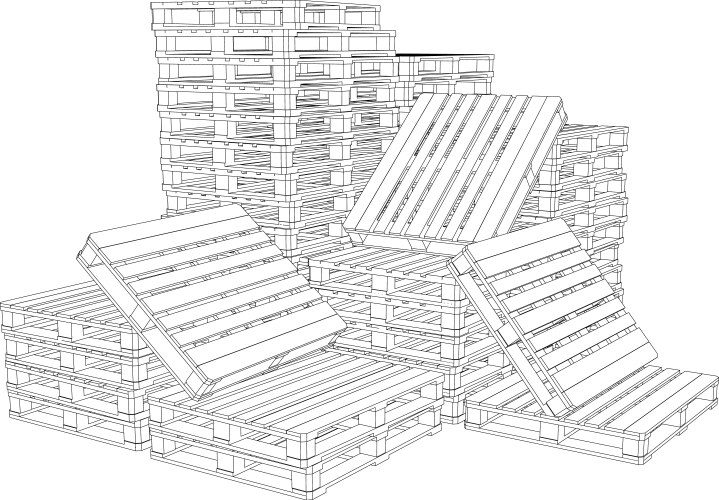 Pallets with different building materials Vector Image