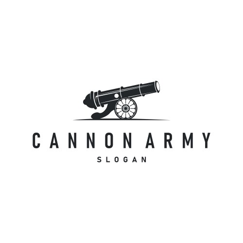 Simple military cannon logo design army weapon Vector Image