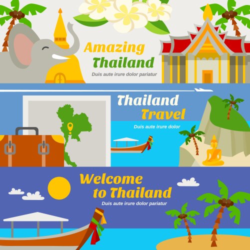 Thailand travel set Royalty Free Vector Image - VectorStock