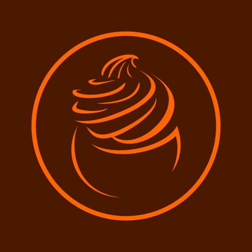 Cup cake line art symbol logo design Royalty Free Vector