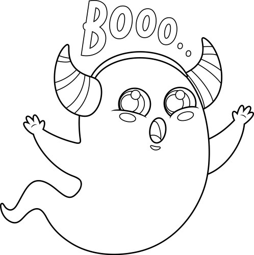 Outlined cute halloween ghost Royalty Free Vector Image