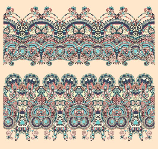 Seamless ethnic floral paisley stripe pattern Vector Image