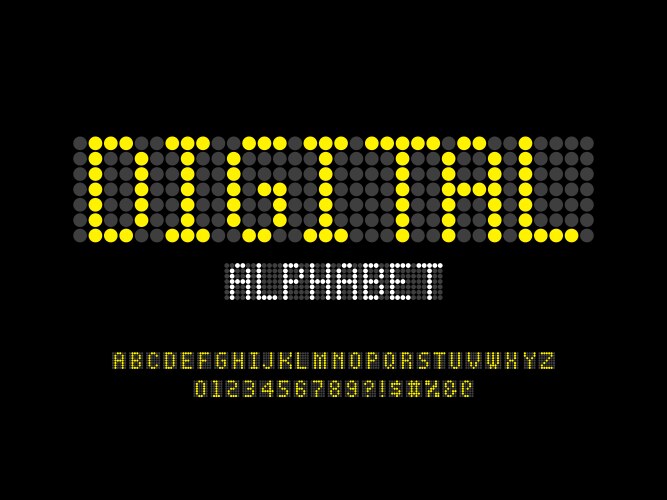 Led digital font on black background for airport Vector Image