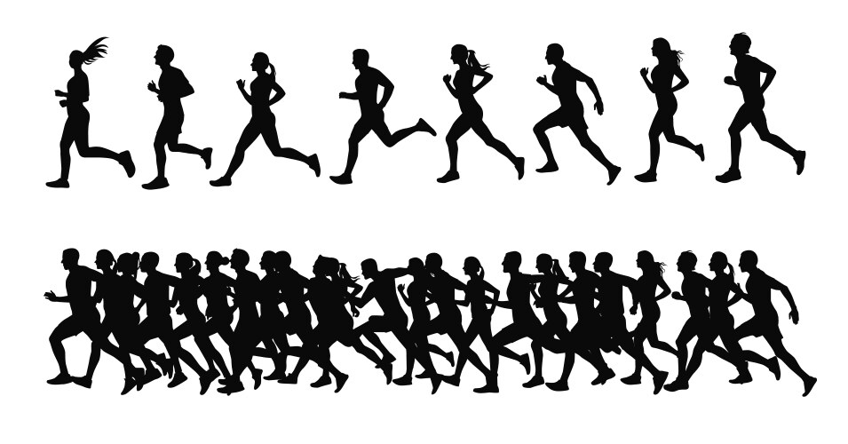 Group Running Silhouette Vector Images (over 6,800)