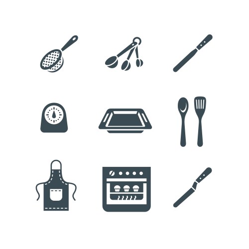 Different kinds of baking tools Royalty Free Vector Image