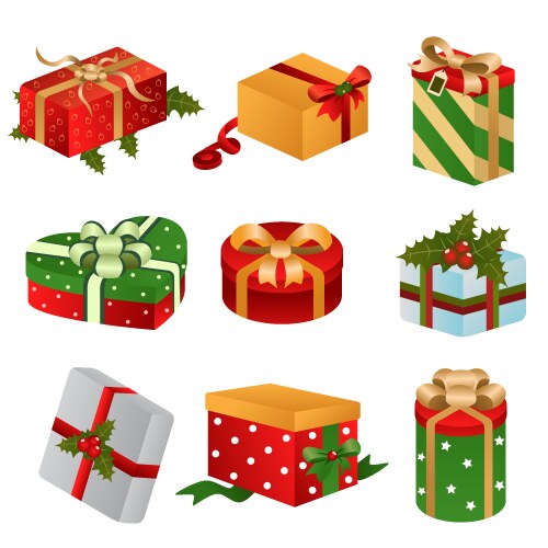 Set gift boxes different shapes Royalty Free Vector Image